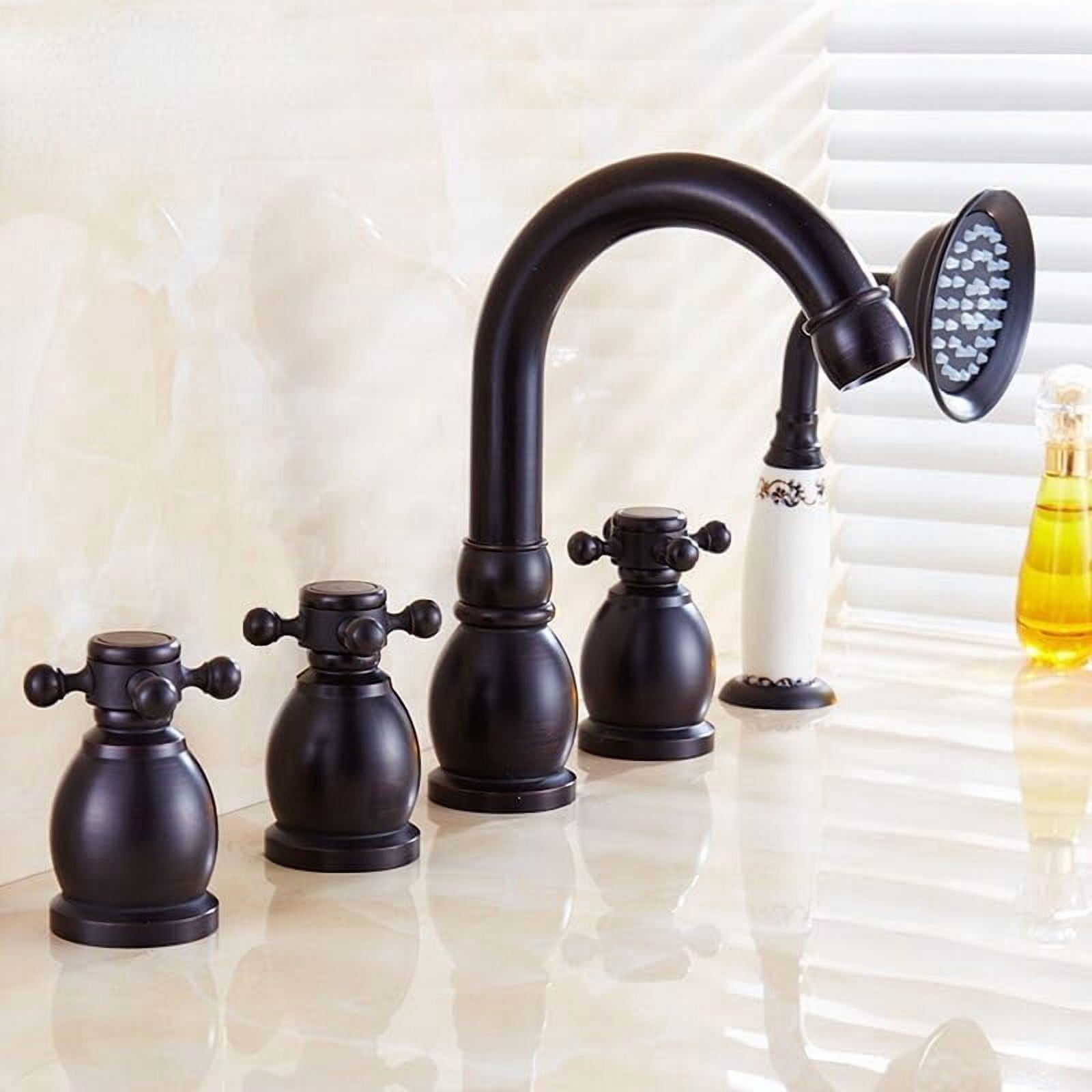 Brass Bathroom Sink Mixer Split Type 5 Pcs Bathtub Faucet Set Cold and ...