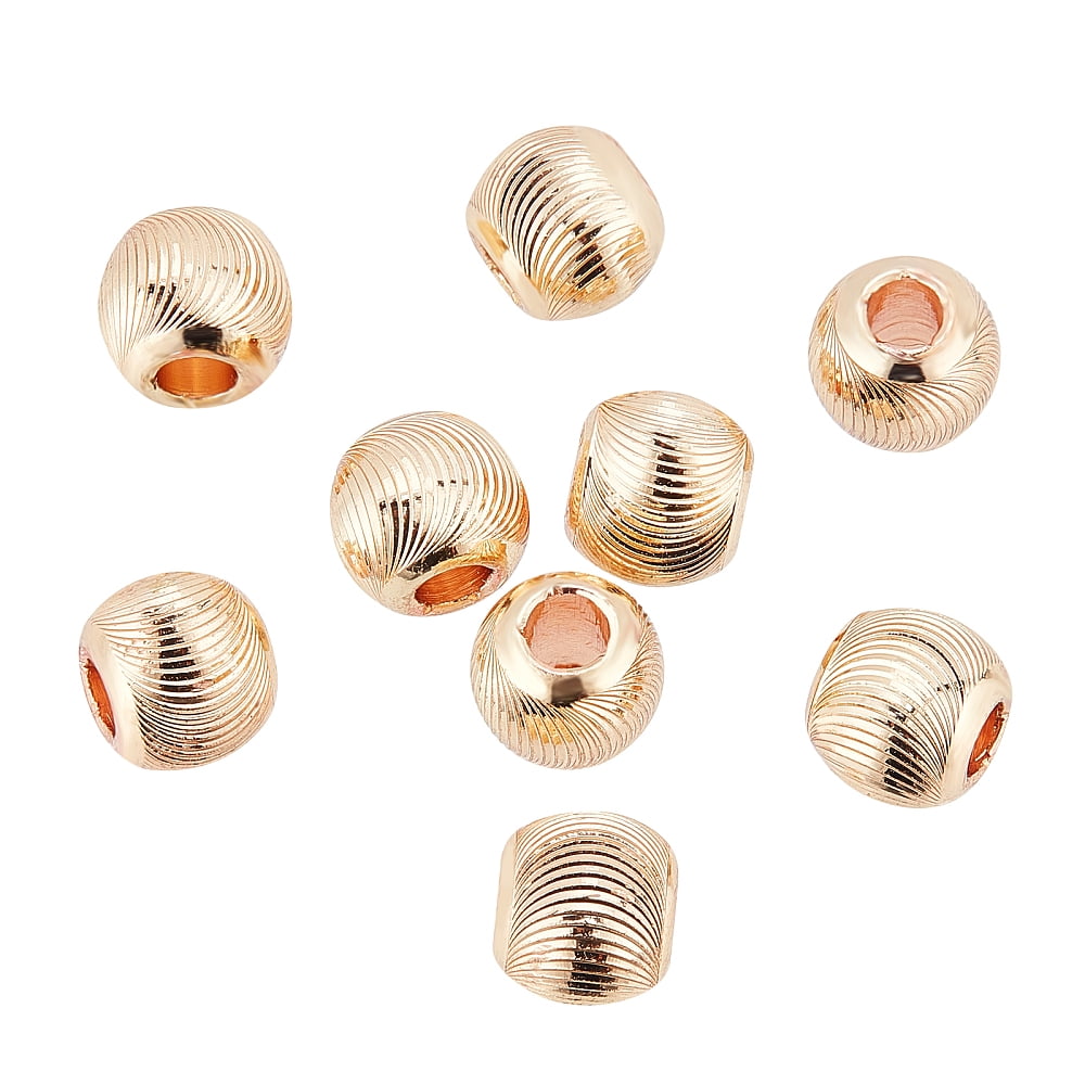 Brass Beads Long-plating Round Real 14K Gold Plated 5.5x4.8mm Hole: 2mm ...