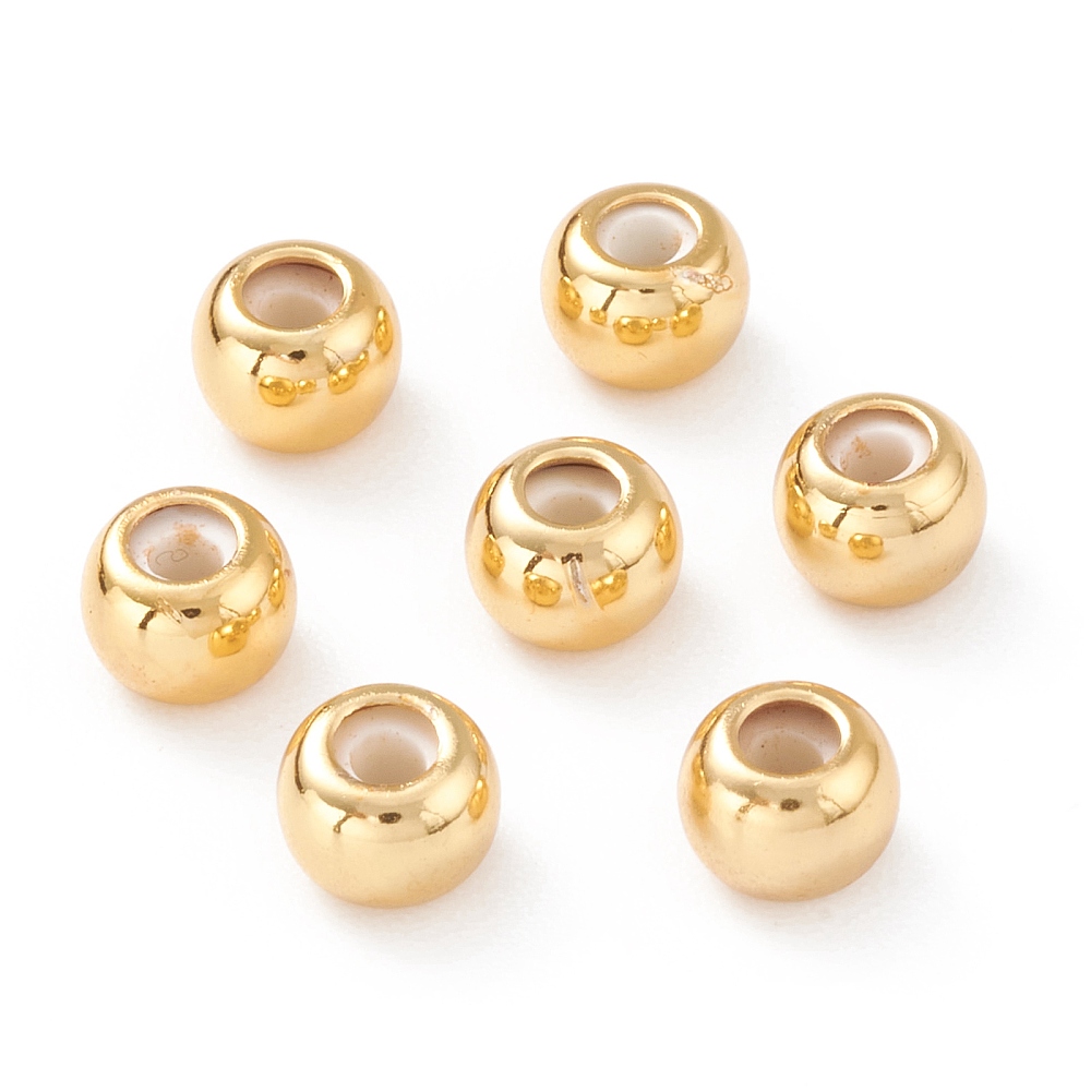 Brass Beads Rubber inside Slider Beads Long-lasting Plated Rondelle ...