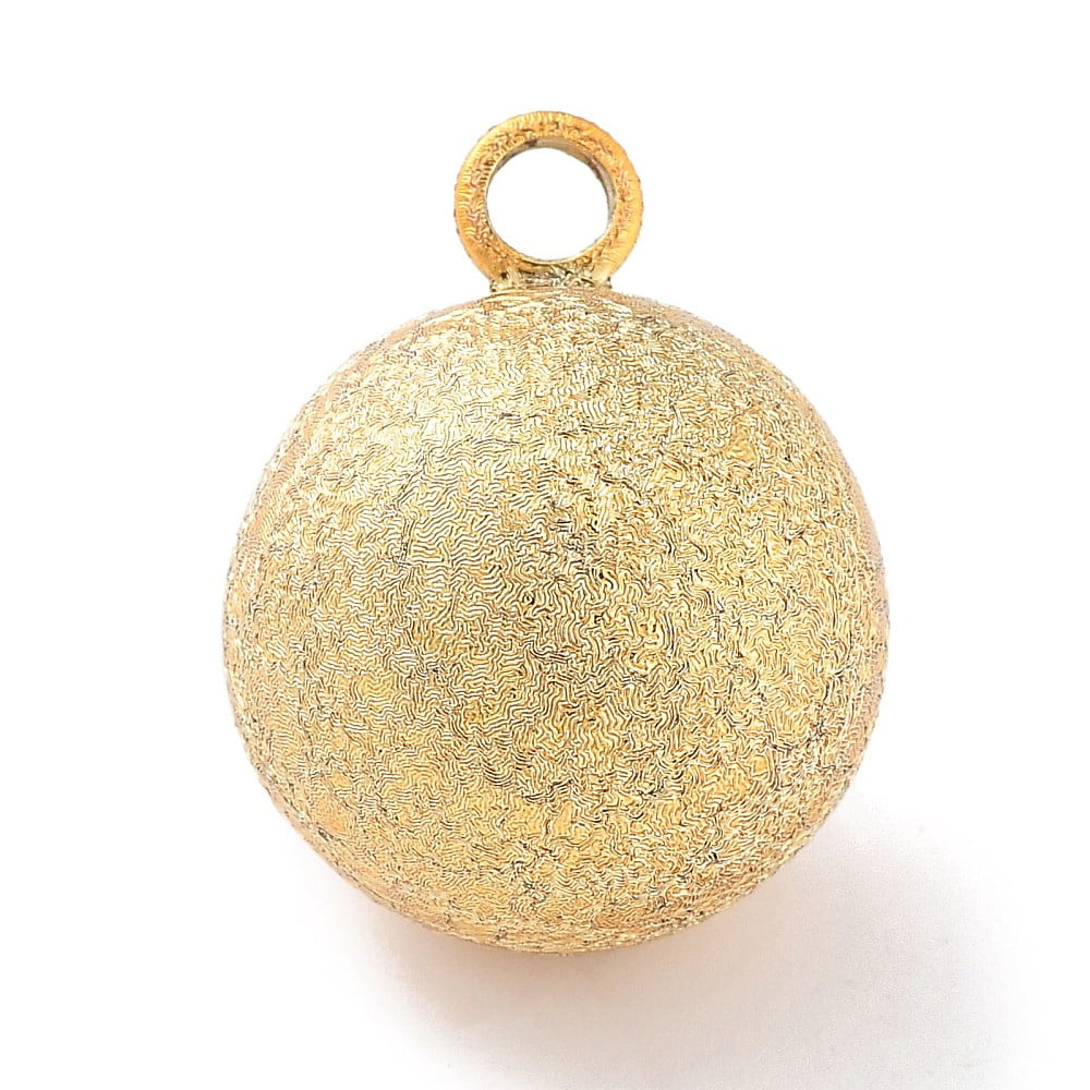 Brass Bell Pendants Suikin Bell Texture Round Charms Golden 22x17mm ...
