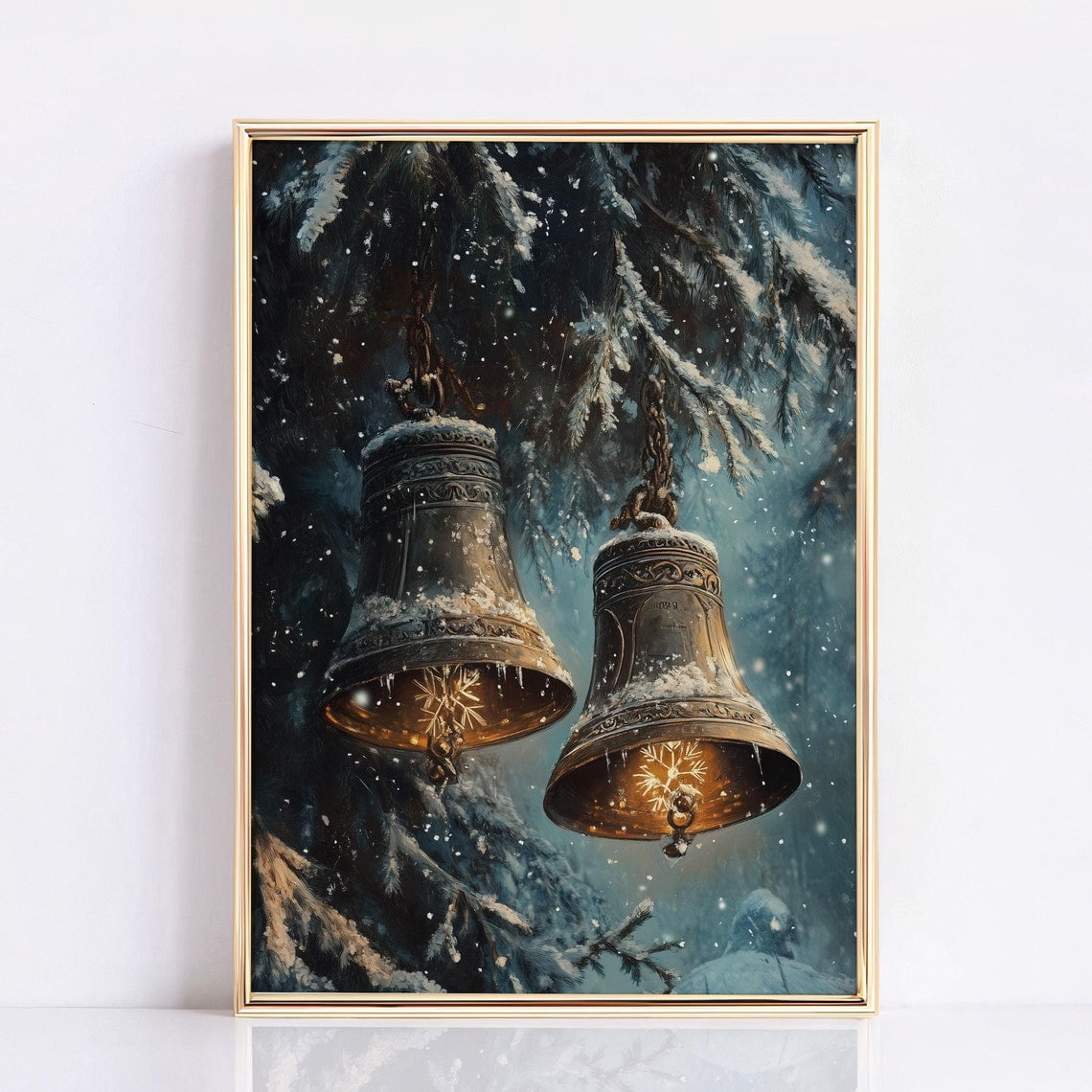 Brass Bells Poster, Winter Wall Art, Cozy Print Classic Decor Warm ...