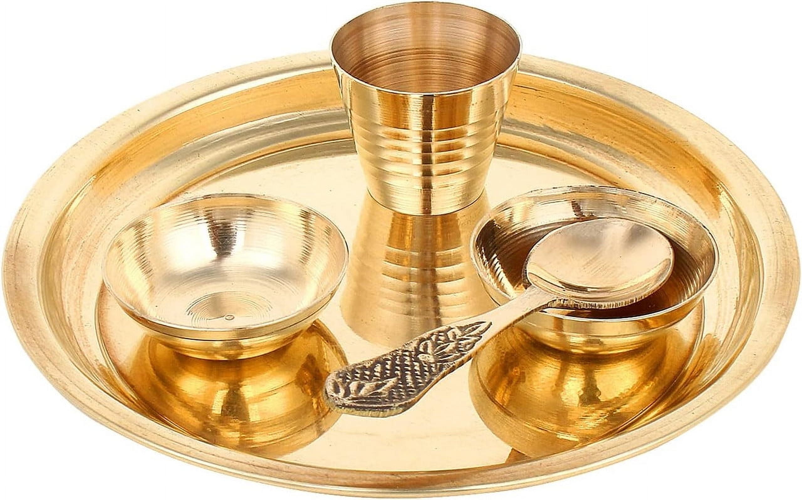 Brass Bhog Thali 11cm Plate Laddu Gopal/Krishna ji Pooja Set with 1 ...