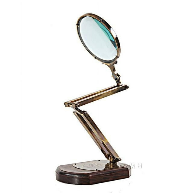 Brass Big Magnifier Glass W/ Wooden Base - Walmart.com