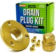 Brass Boat Drain Plug Kit, 1/2" Threaded Transom Plug, Marine-Grade ...