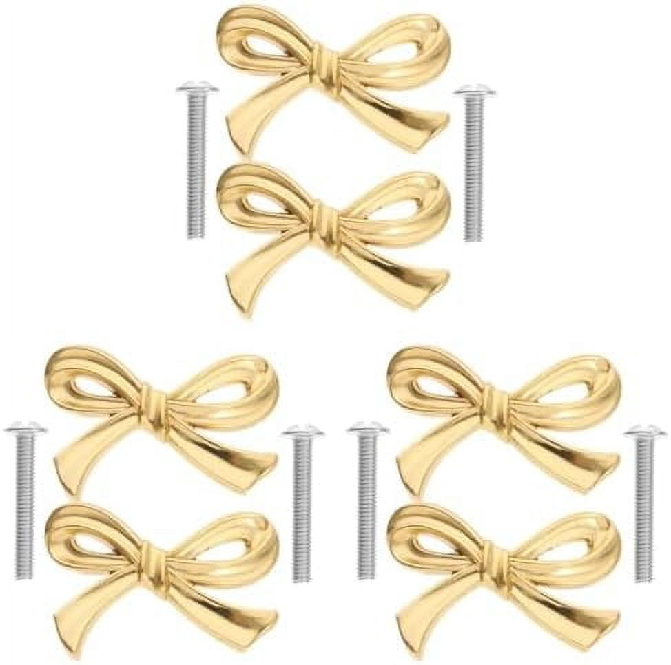 Brass Bow Shape Cabinets Knobs Gold Drawer Pulls Decorative Bow Knobs ...
