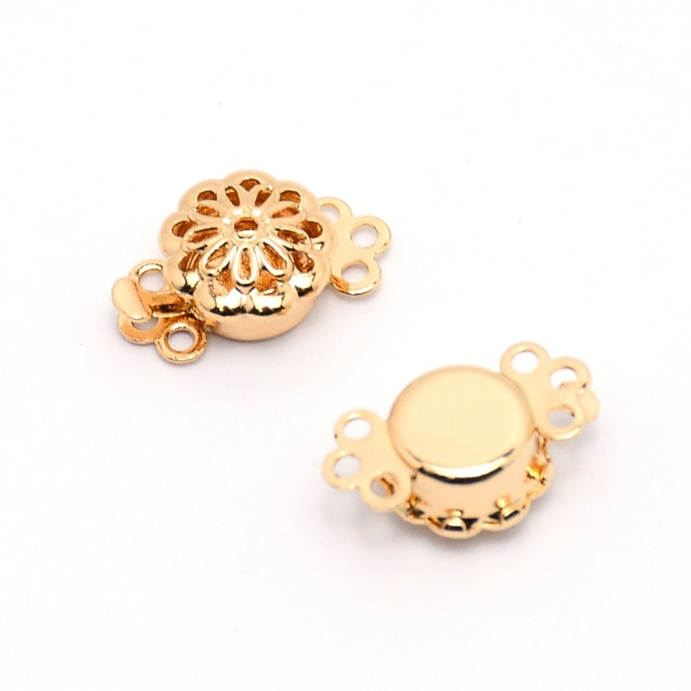 Brass Box Clasps Multi-Strand Clasps 3-Strands 6-Holes Flower Light ...
