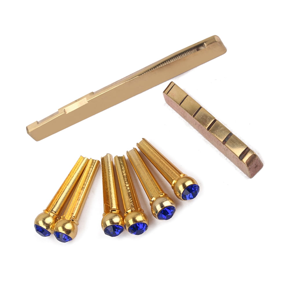 Brass Guitar Bridge with Nut Saddle Premium Acoustic Guitar Parts ...