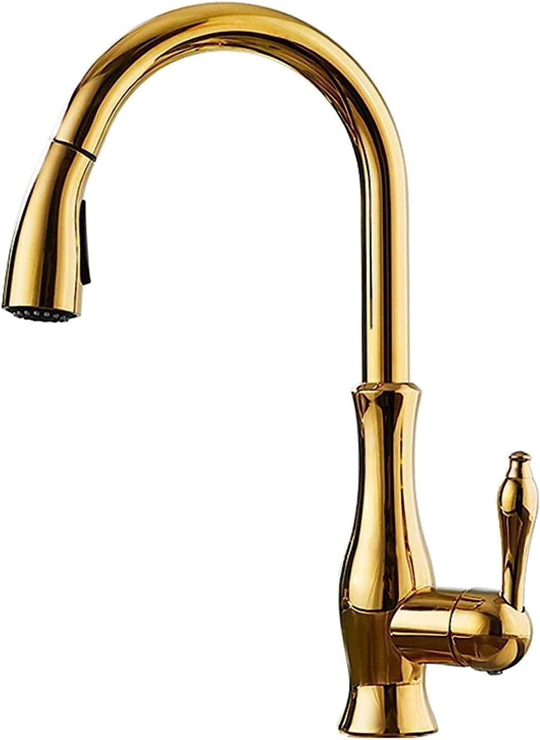 Brass Bright Golden Kitchen Faucet Pull Out Kitchen Sink Water Tap ...