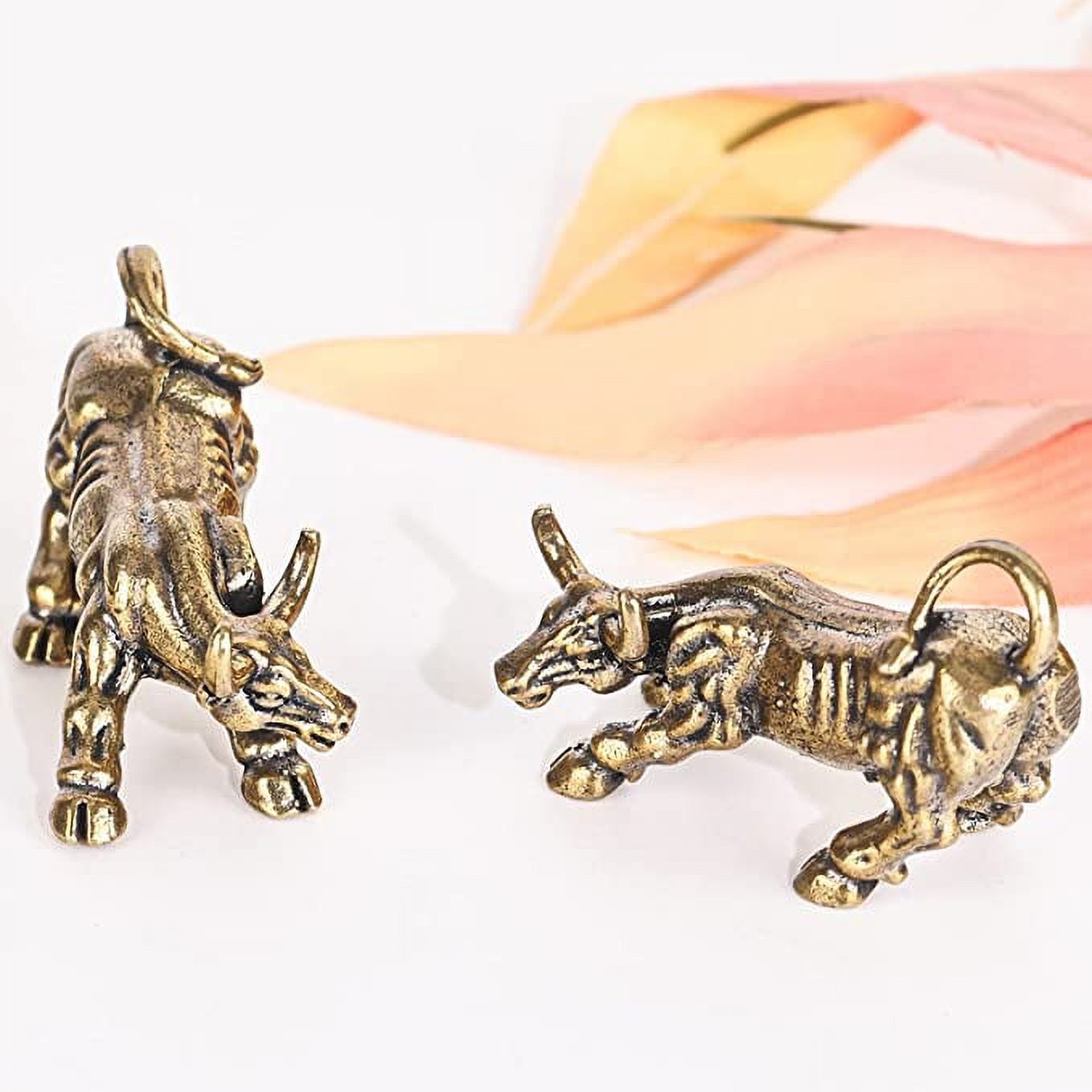 Brass Bull Statue Mini Wall Street Bull Figurine, Solid Brass Bronze ...