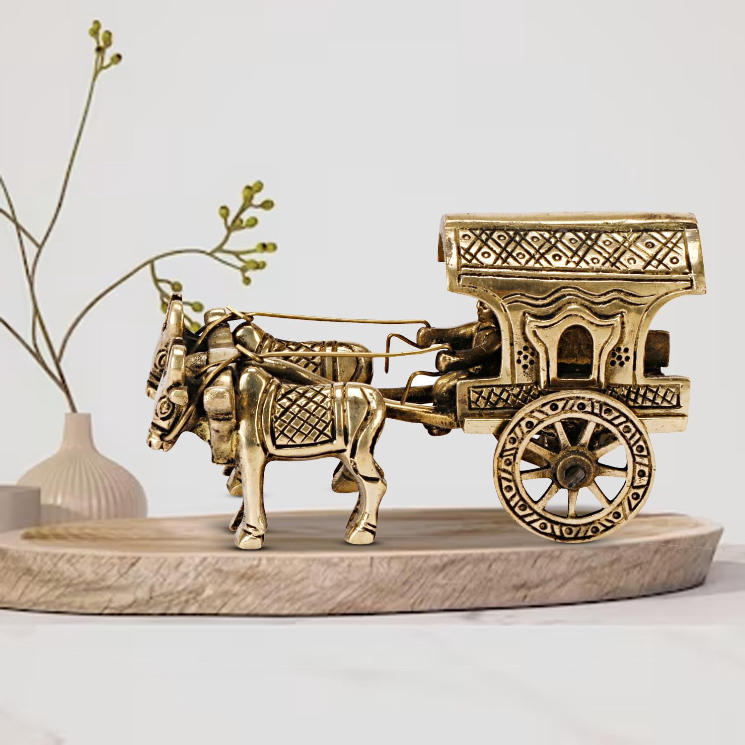 Brass Bullock Cart with Farmer Showpiece, Showpiece for Home, Home ...