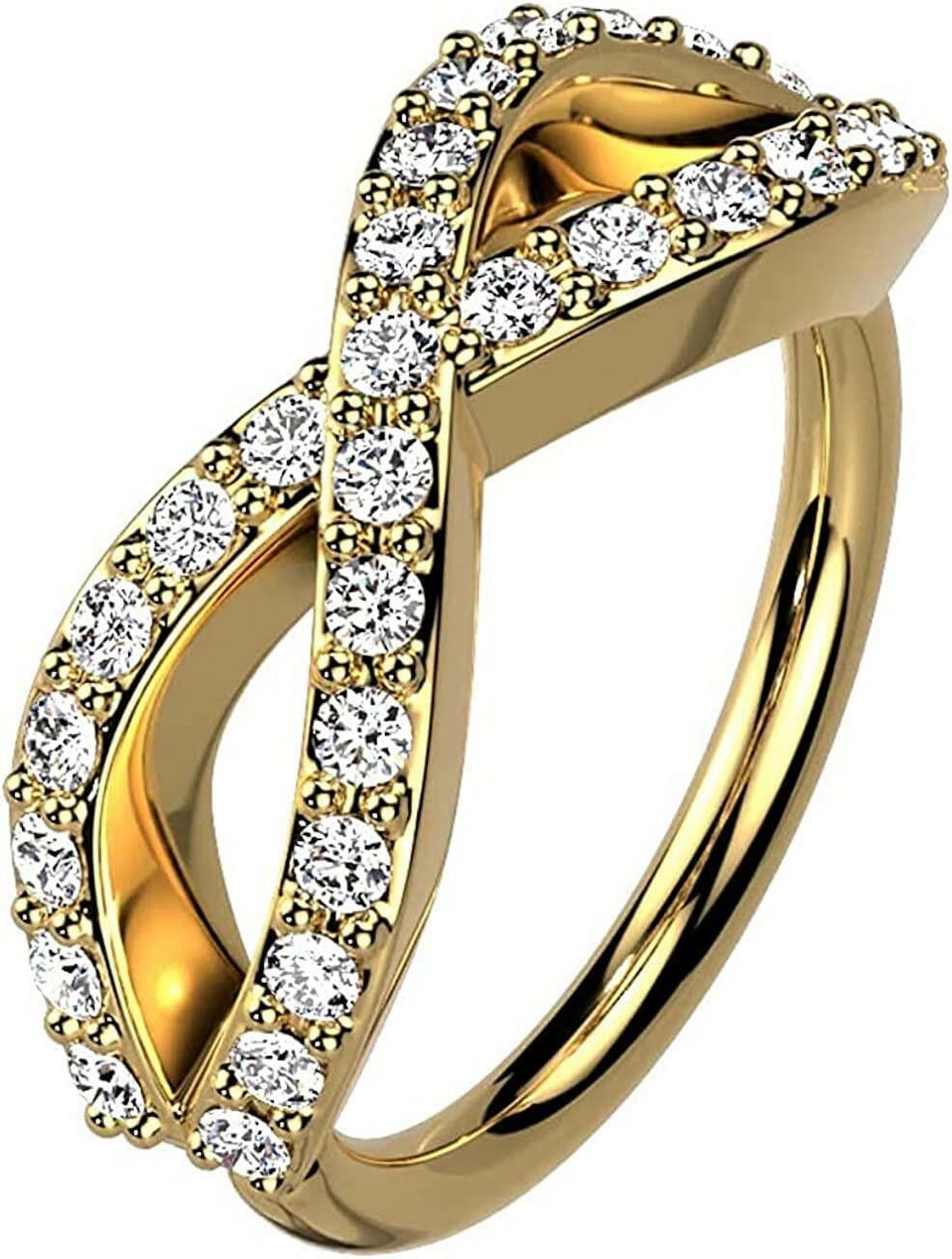 Brass CZ Pave Infinite Bendable Hoop for Septum Daith Ear Cartilage ...