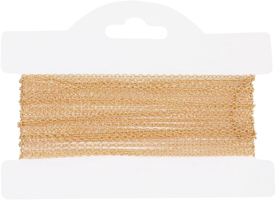 Brass Cable Chains Soldered with Card Paper Real 18K Gold Plated 2x1 ...
