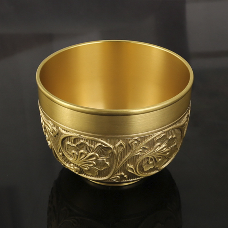 Brass Carved Coffee Cup Restaurant Office Afternoon Tea Set Vintage ...