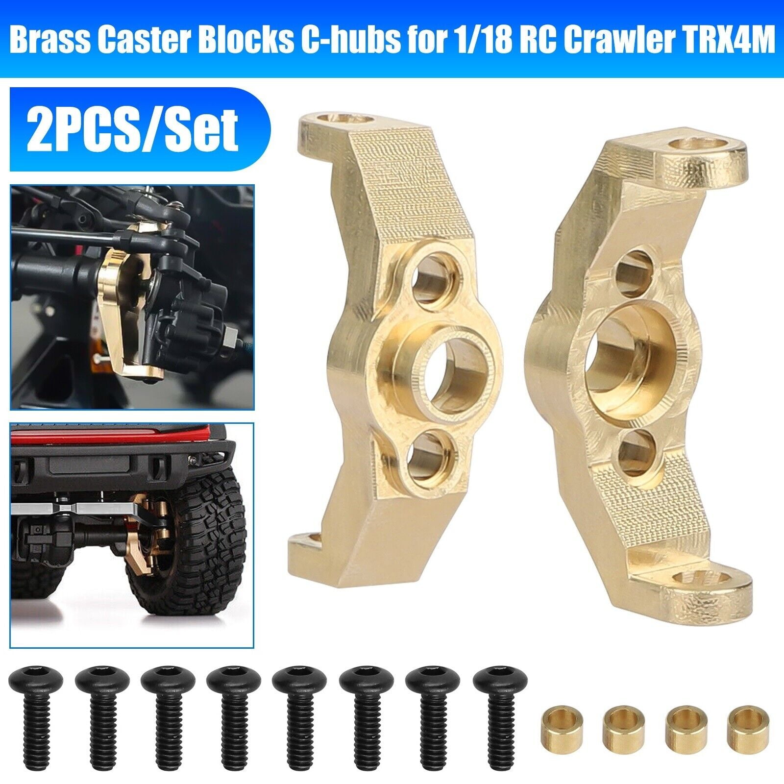 Brass Caster Blocks C-Hubs Front Counterweight for 1/18 RC Crawler ...