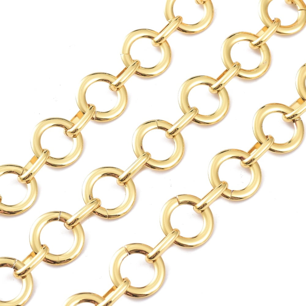 Brass Chains with Spool Unwelded Real 18K golden Plated 12x7x2.5mm and ...