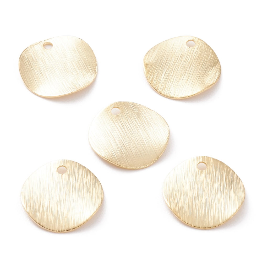 Brass Charms Flat Round Real 24K Gold Plated 12x1mm Hole: 1.2mm ...