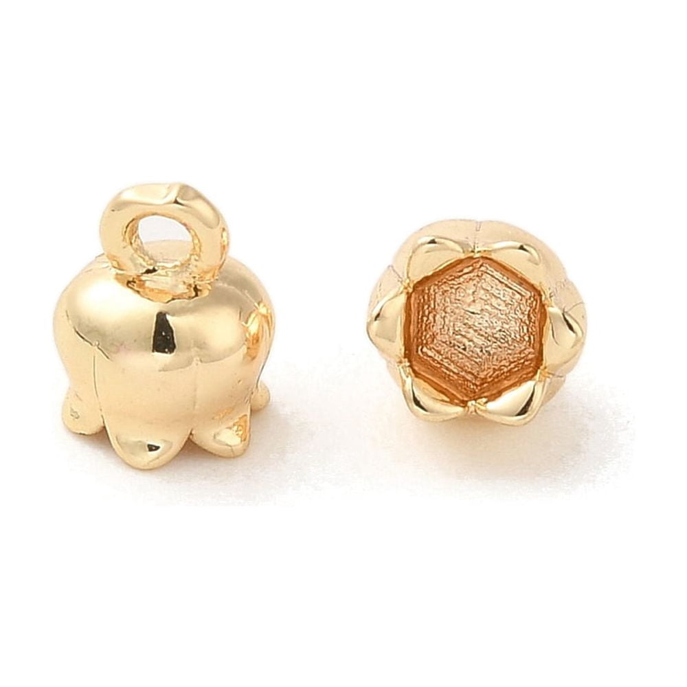 Brass Charms Long-Lasting Plated Flower Real 14K Gold Plated 6x4.8mm ...