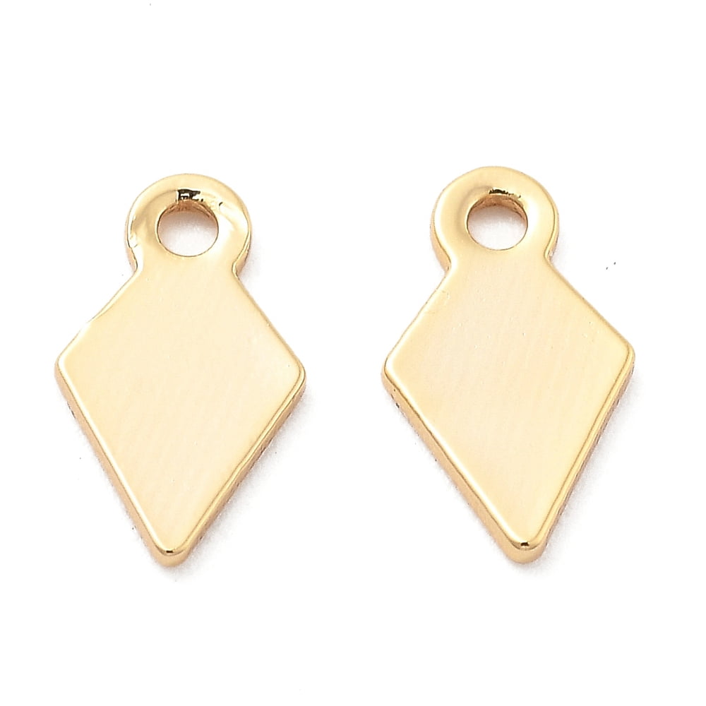 Brass Charms Rhombus Real 18K golden Plated 8x5x1mm Hole: 1mm - Walmart.com