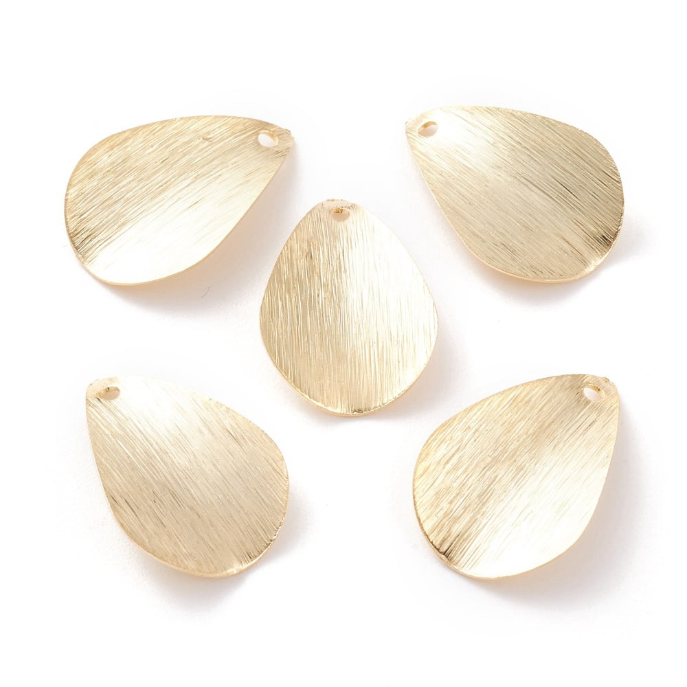 Brass Charms Teardrop Real 24K Gold Plated 20x13x2mm Hole: 1.4mm ...