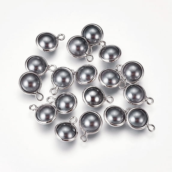 Brass Charms with Shell Beads Long-Lasting Plated Nickel Free Flat ...