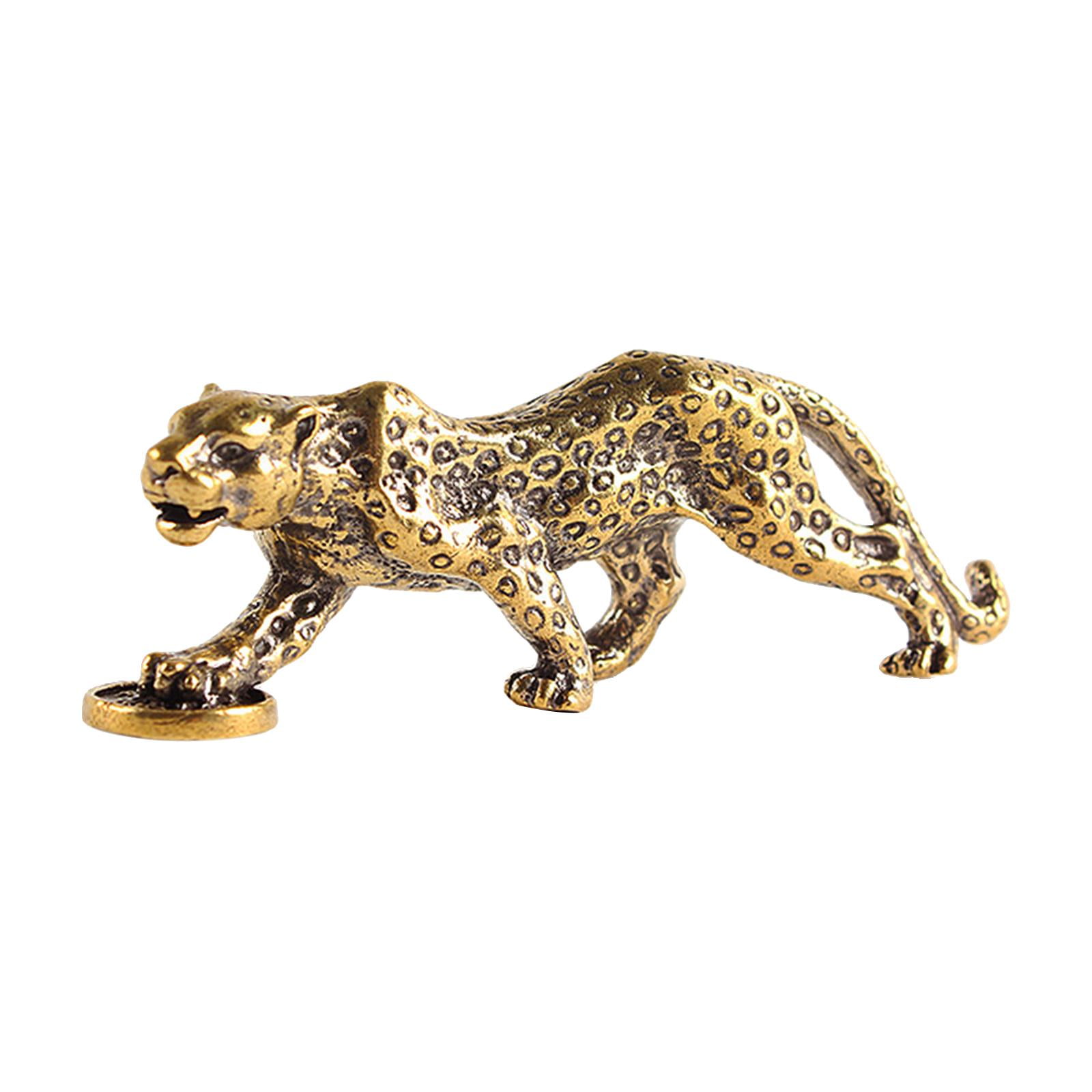 Brass Cheetah Figurine Statue Simulation Animal Sculpture Miniatures ...