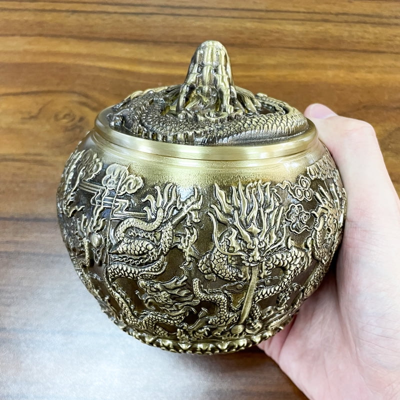 Brass Chinese Loong Tea Cans Storage Cans Antique Chinese Home Office ...