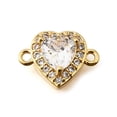 Brass Clear Cubic Zirconia Connector Charms Heart Links Real 18K Gold ...