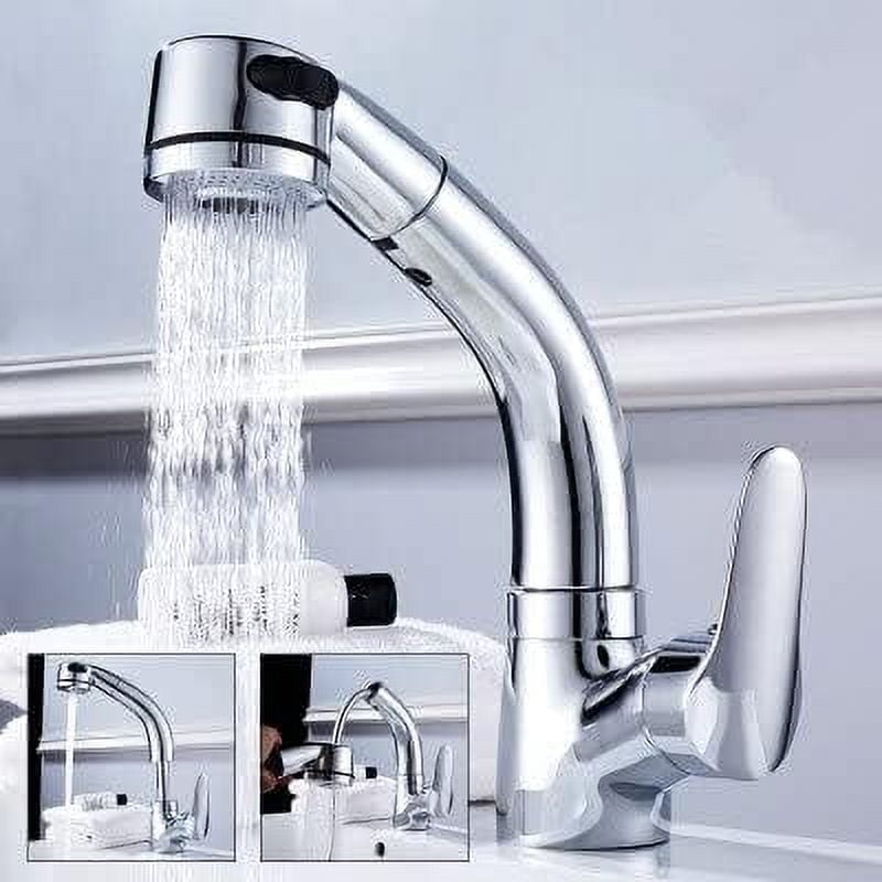 Brass Cold and Hot Water Mixer Kitchen Faucet Head Pull Out Chrome ...
