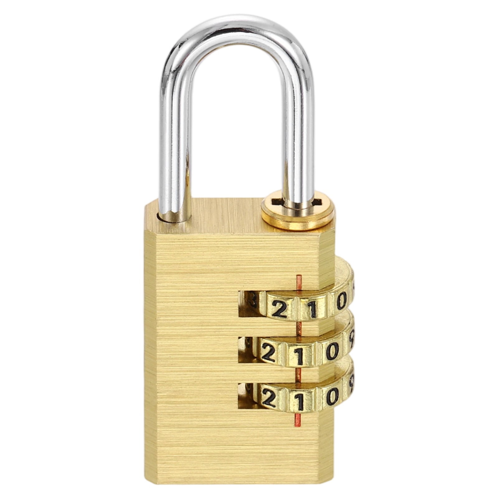 Brass Combination Lock 2.87" Wide, 3 Digit Resettable Keyless ...