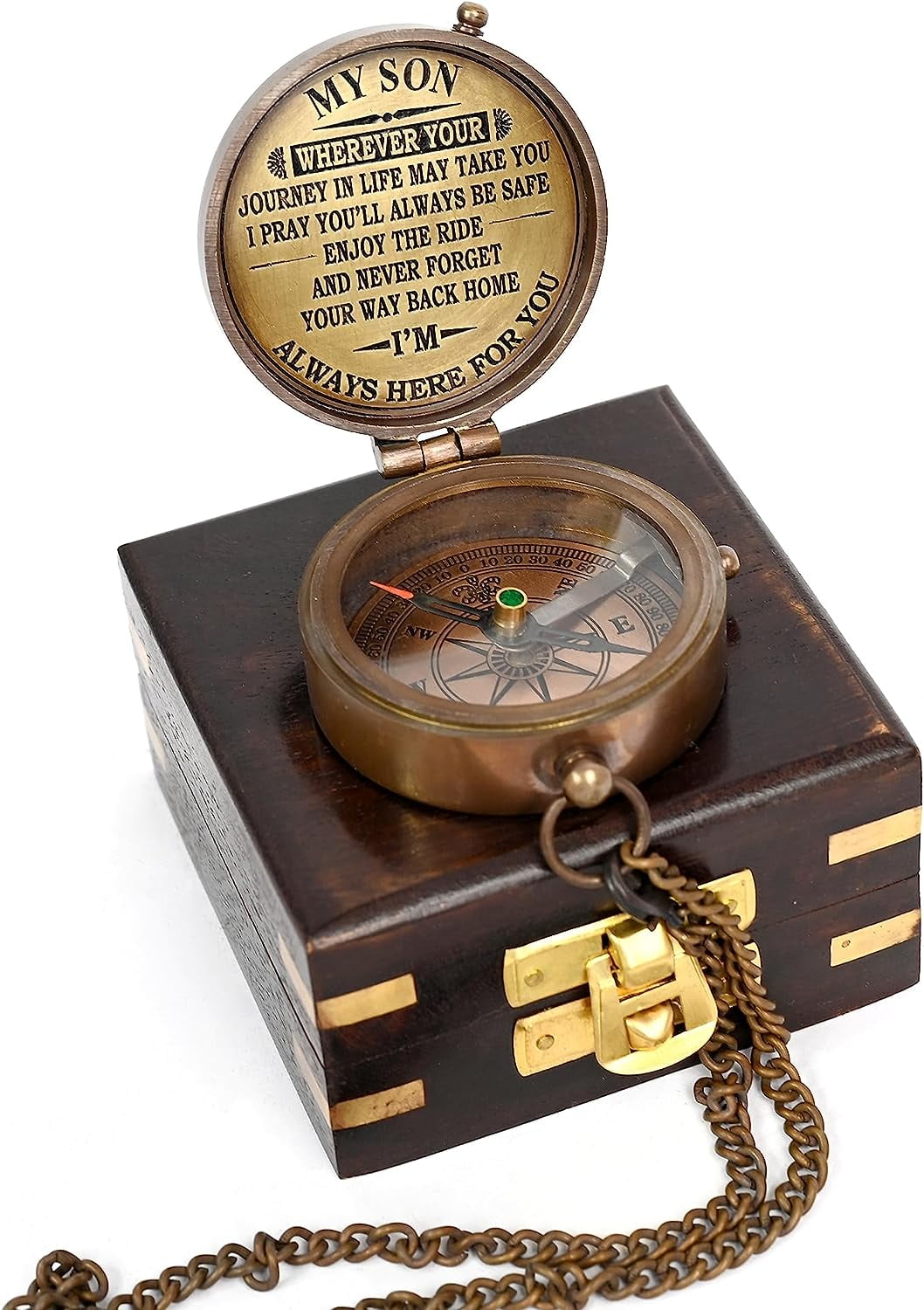 Brass Compass Engraved with Motivational Quote, Gift for Son, Grandson ...