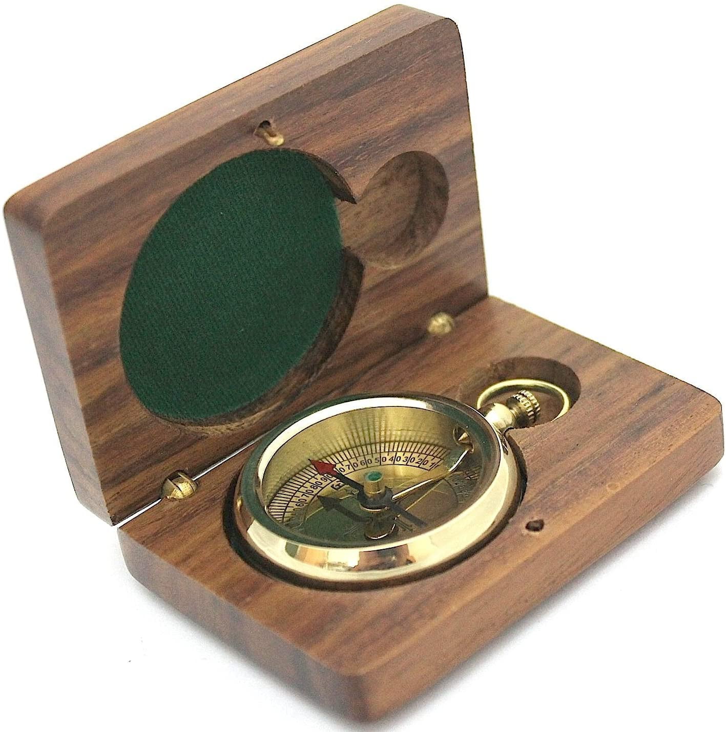 Brass Compass - Epstein London - Pocket Compass with Hard Wood Box ...