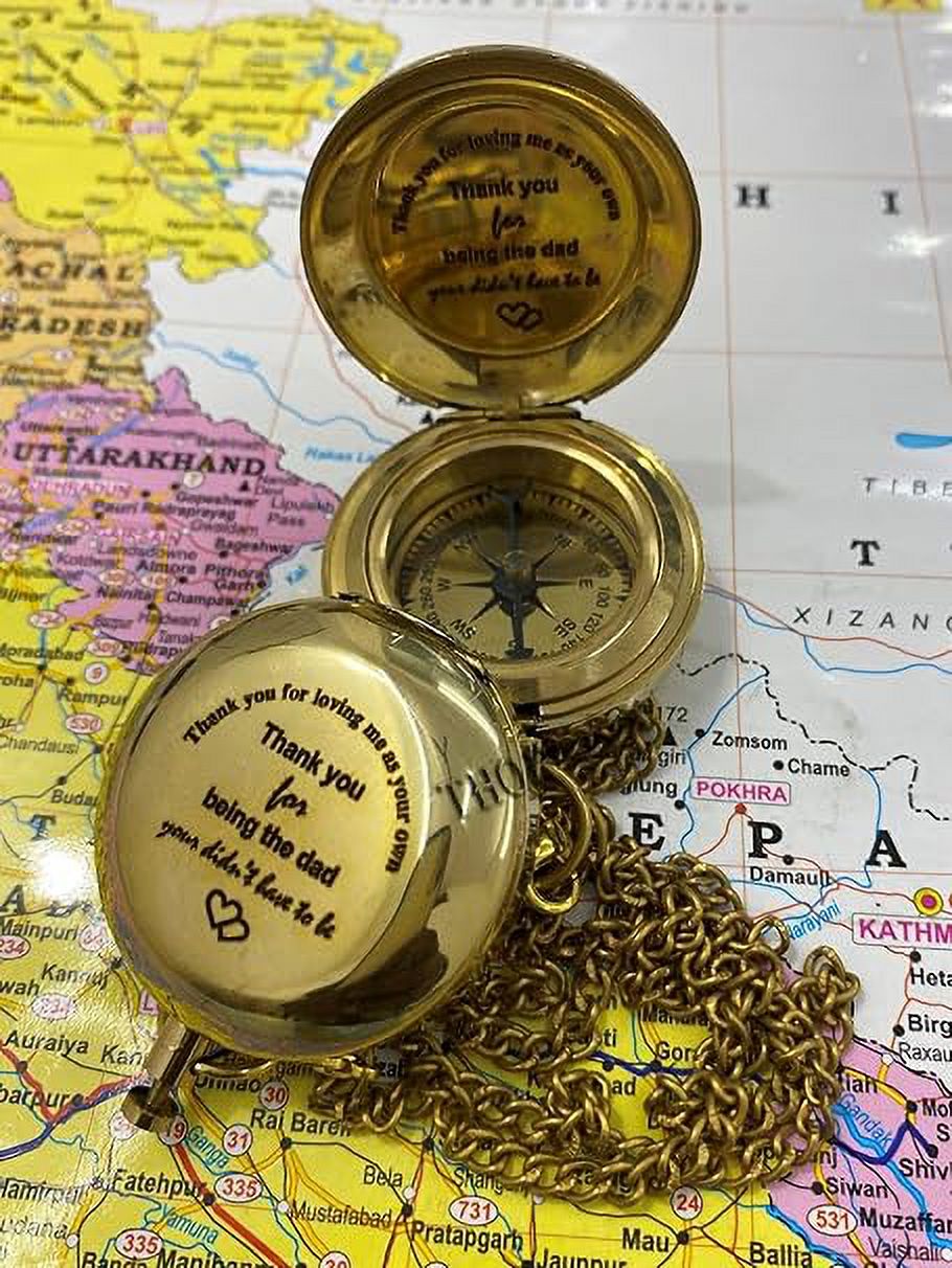 Brass Compass Push Button Thank You for Being Dad Engraved Gifts for ...