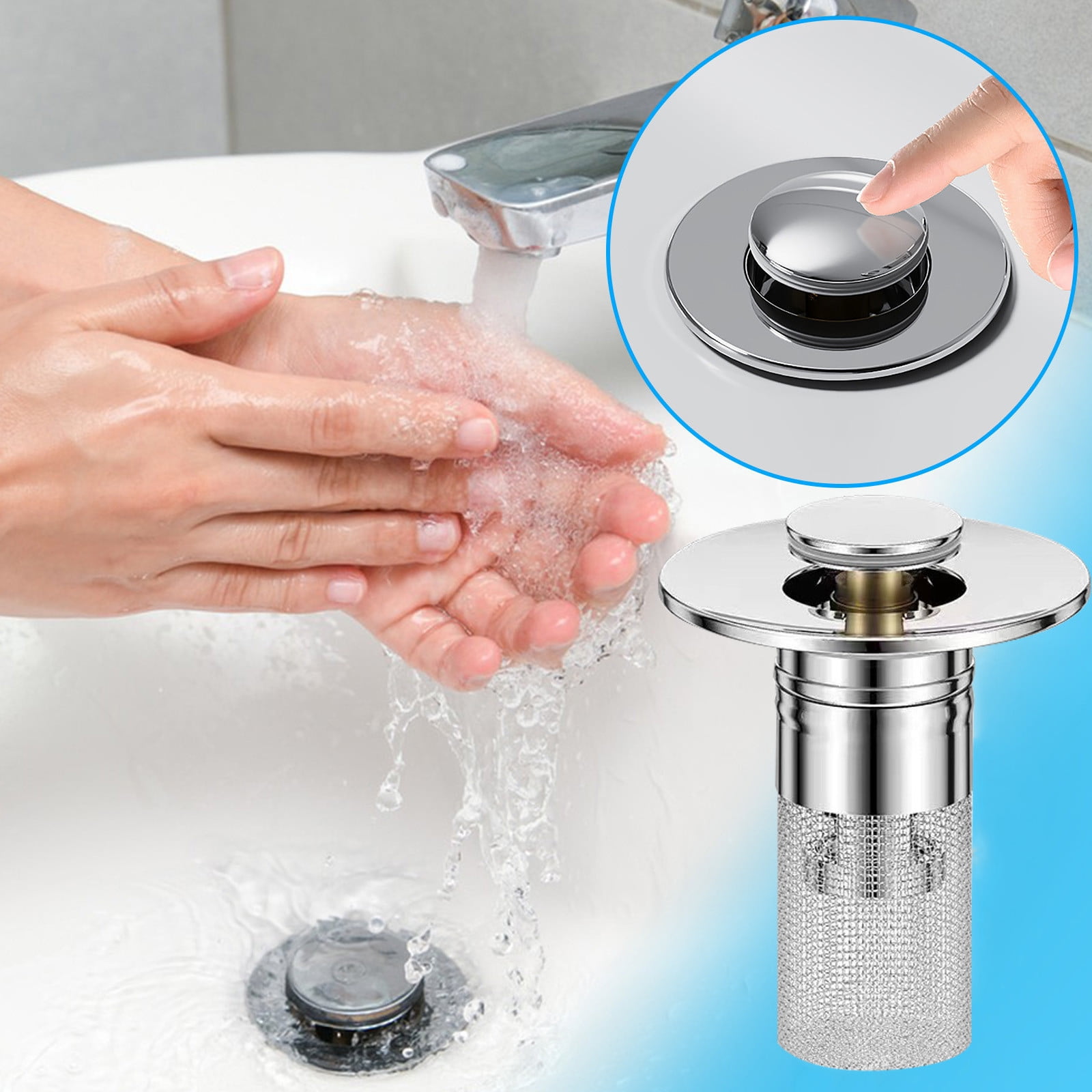 Brass Core Sink Drain Plug with Anti-Clogging Filter Basket | Universal ...