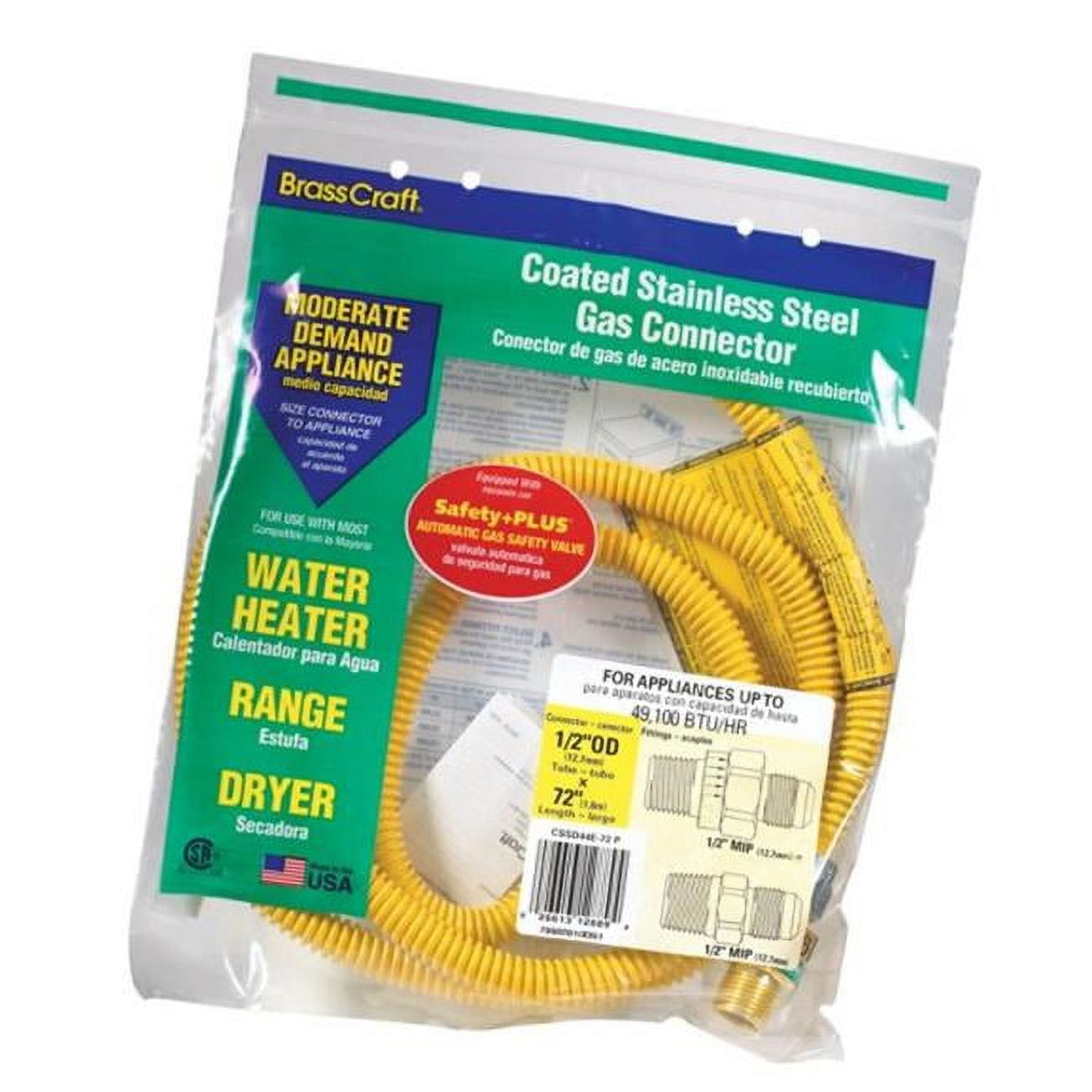 Brass Craft CSSD44R-72 P Coated Stainless Steel Gas Connector, 72 ...