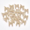 Brass Cubic Zirconia Charms Letter Clear Real 18K Gold Plated Letter.M ...