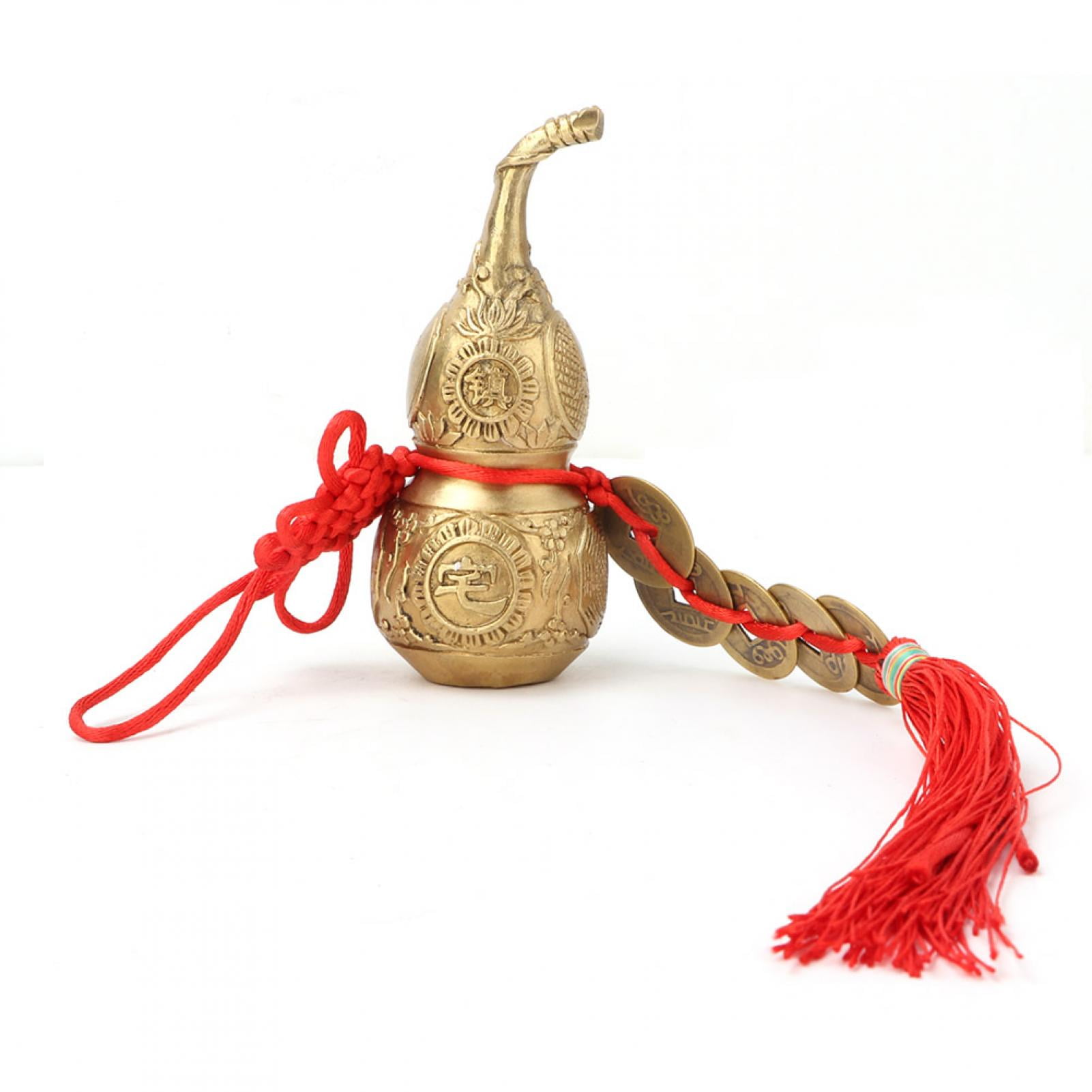 Brass Cucurbit,Chinese Good Luck Wu Lou with Red Luck Strip Treasure ...