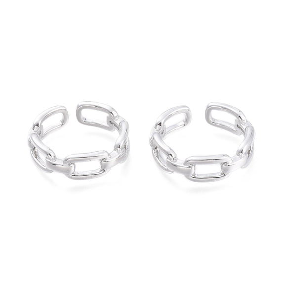 Brass Cuff Rings Open Rings Cable Chain Shape Real Platinum Plated Size ...