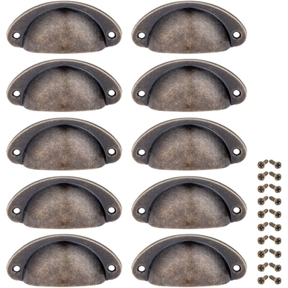 Brass Cup Pulls, 10PCS Copper Cabinet Handles Vintage Farmhouse Style ...