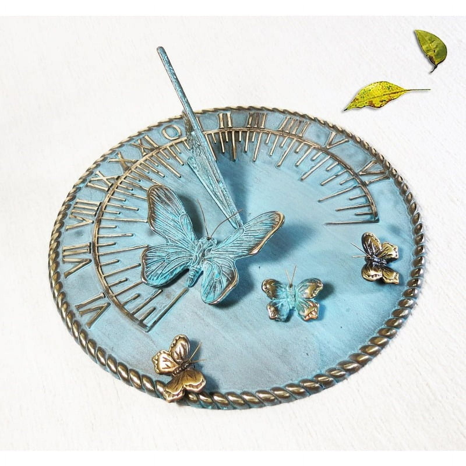 Brass Decorative Sundial 10" Inches Wide - with 4 Butterflies - Walmart.com