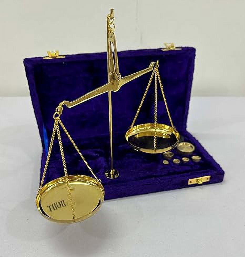 Brass Decorative Weighting Scale Set Golden and velvet Collectible ...