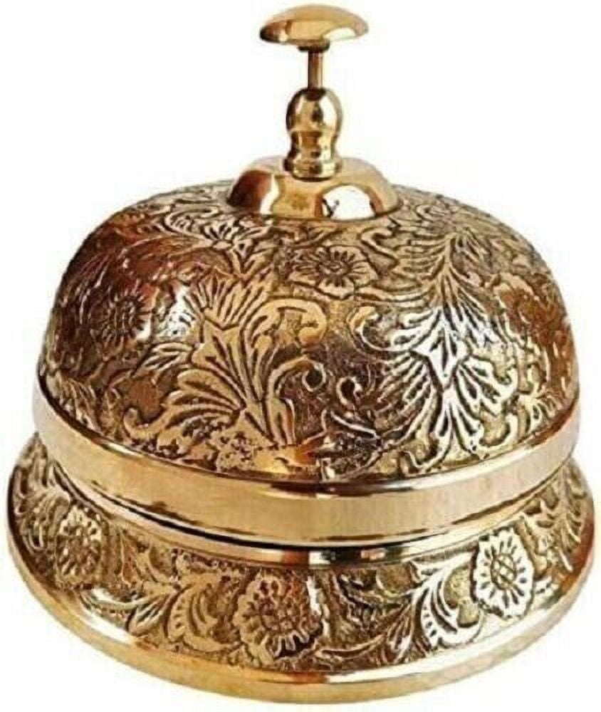 Brass Desk Bell Antique Vintage Hotel Service Bell Ornate Reception ...