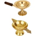 Brass Dhoop Diya and Small Aarti Diya with Stand Religious Item Combo ...