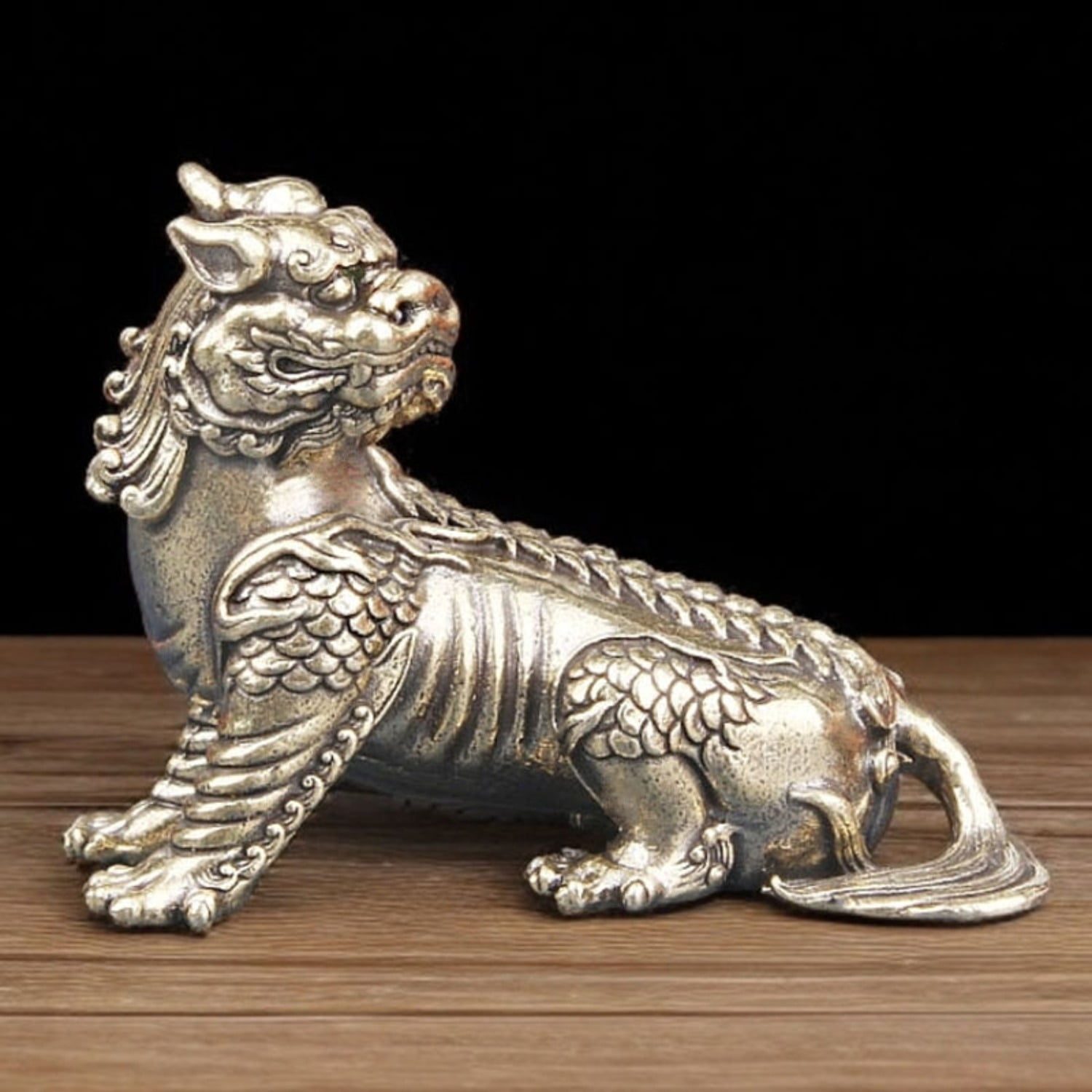 Brass Diting Figurine Buddhist Guardian Beast Statue Feng Shui Desk ...