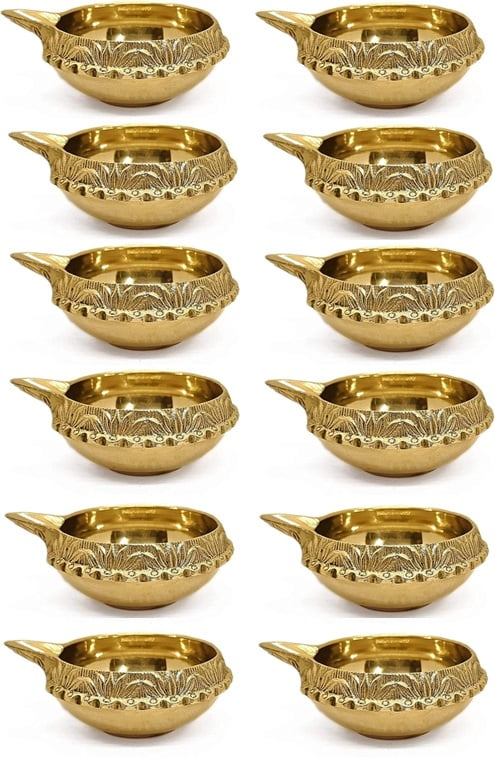Brass Diya for Pooja Kuber Diya [ Pack of 10 Pc ] - Diwali Diyas Diya ...