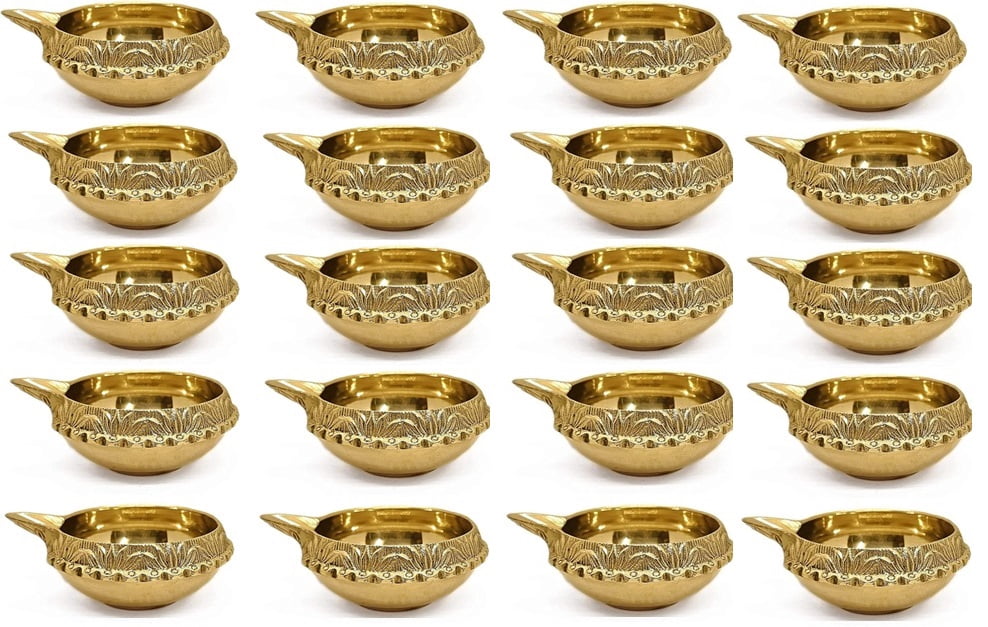 Brass Diya for Pooja Kuber Diya [ Pack of 20 Pc ] - Diwali Diyas Diya ...