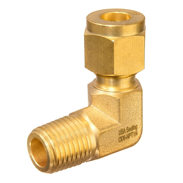 Brass Double Ferrule Instrumentation Tube Fitting - Male Elbow - 1/2 ...