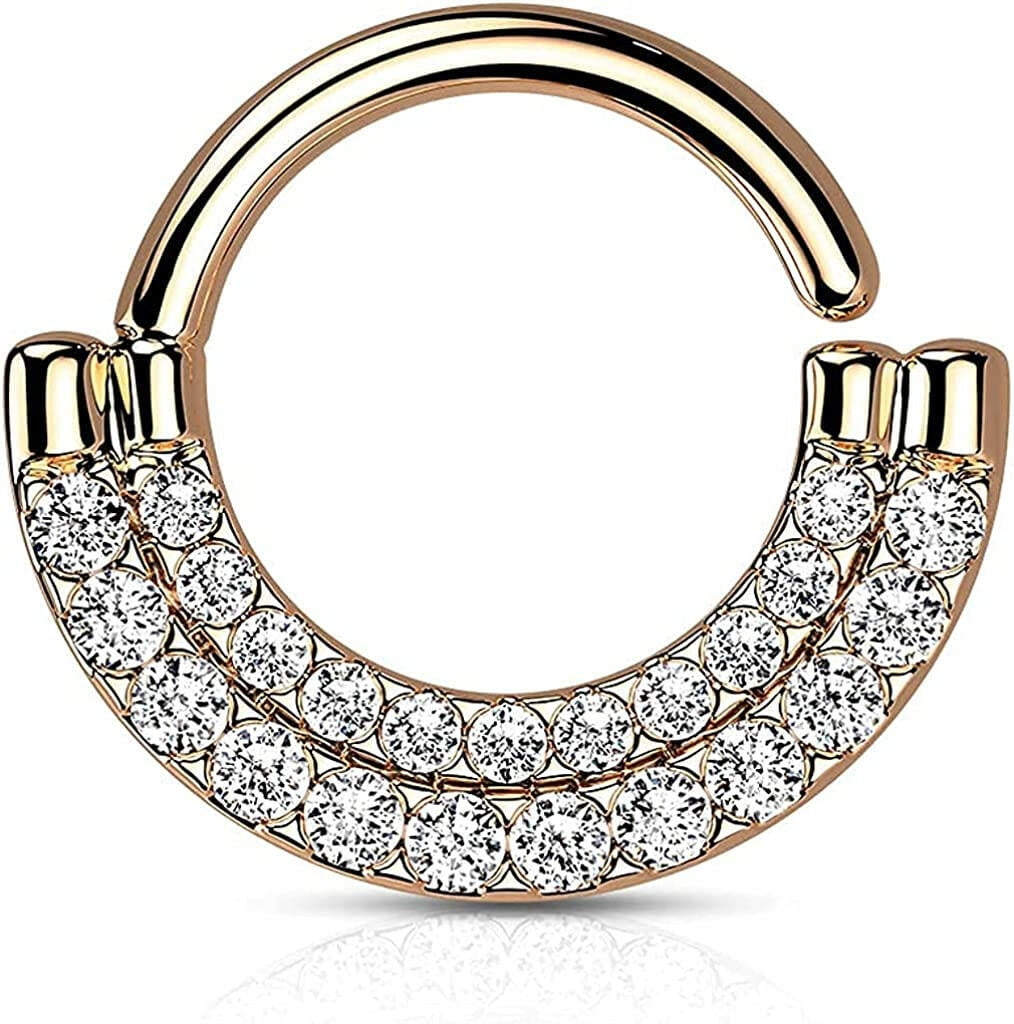 Brass Double Lined CZ Paved Front Bendable Hoops for Daith Cartilage ...