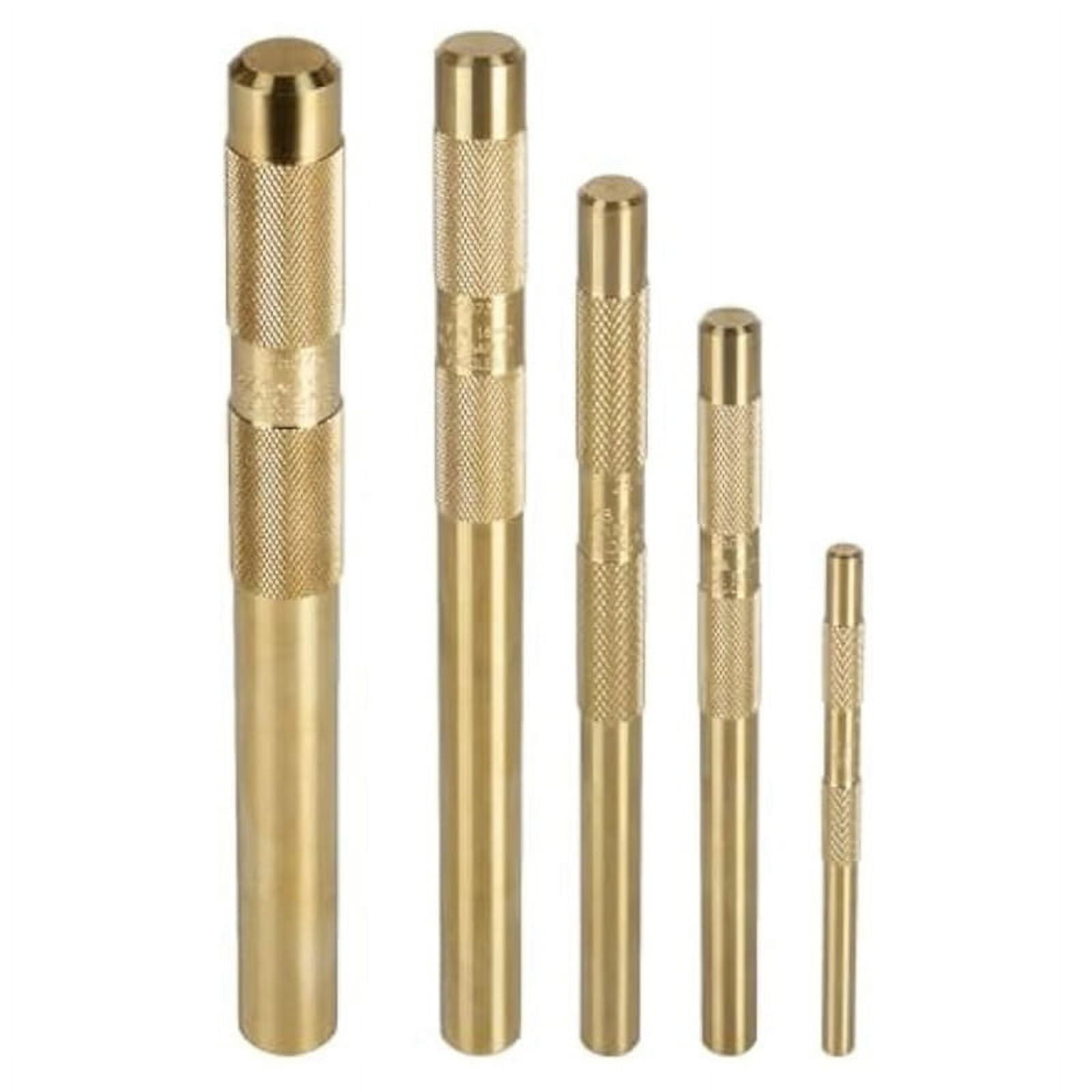 Brass Drift Punch Tool Set 5 Piece with 1/4 Inch, 3/8 Inch, 1/2 Inch, 5 ...