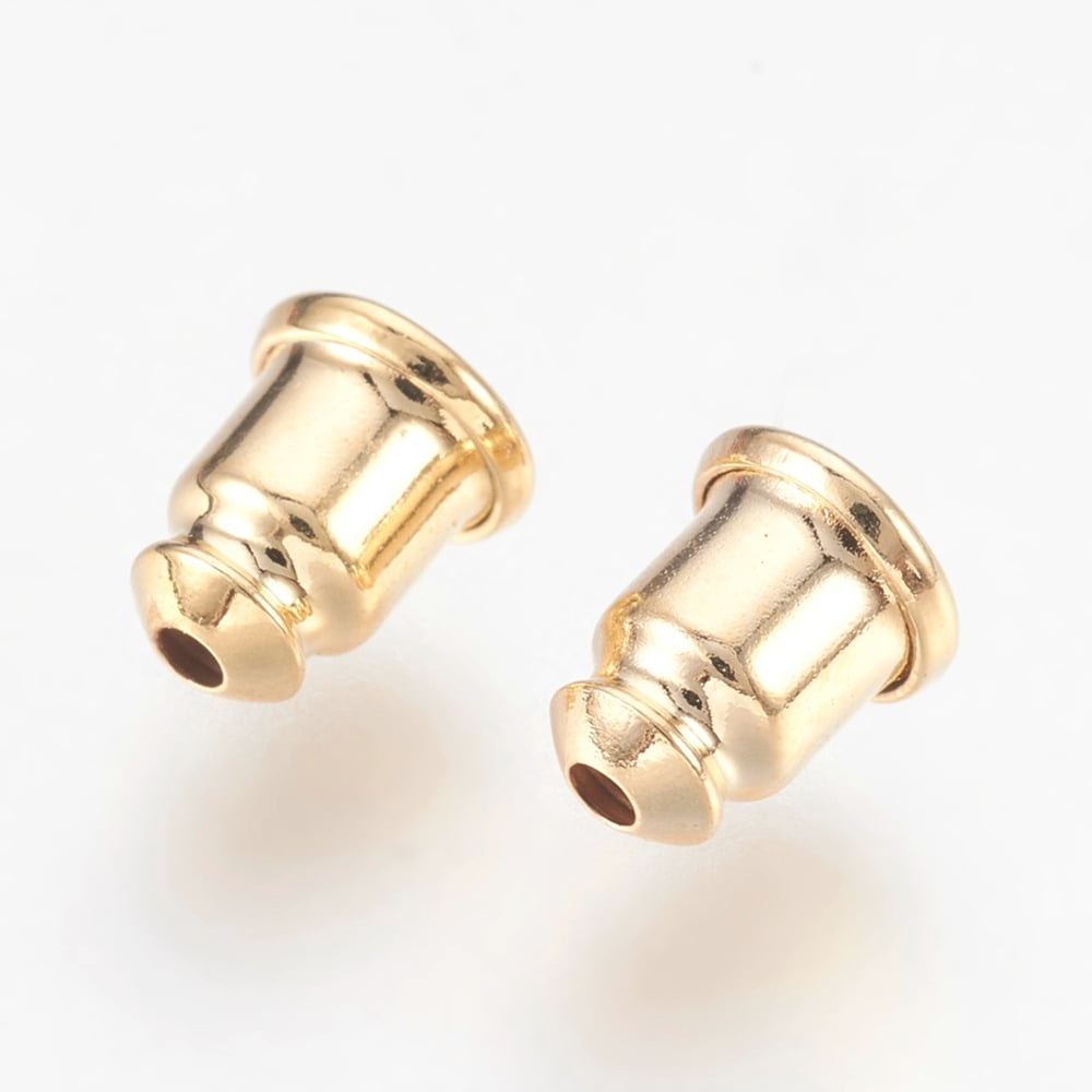 Brass Ear Nuts Earring Backs Nickel Free Real 18K Gold Plated 6x5mm ...
