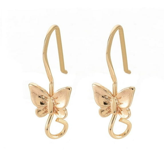 Brass Earring Hooks Ear Wire with Horizontal Loop Nickel Free Butterfly ...